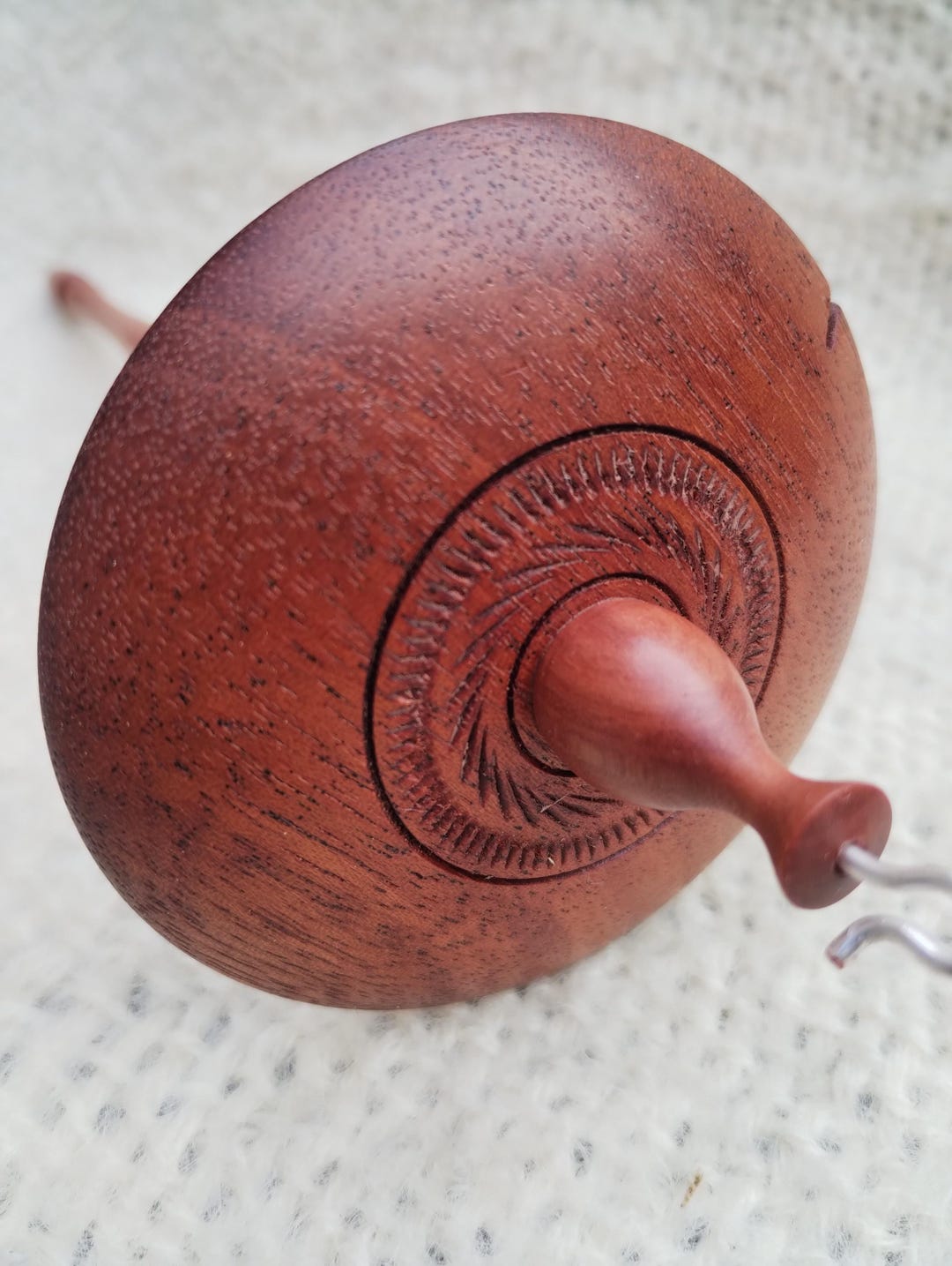Drop Spindle in Reclaimed Mahogany Whorl and Stained Pear Shaft 1.1/8 ...
