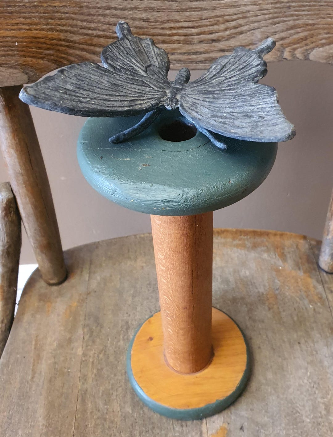 Vintage Wood Spool With Cast Metal Butterfly - Etsy