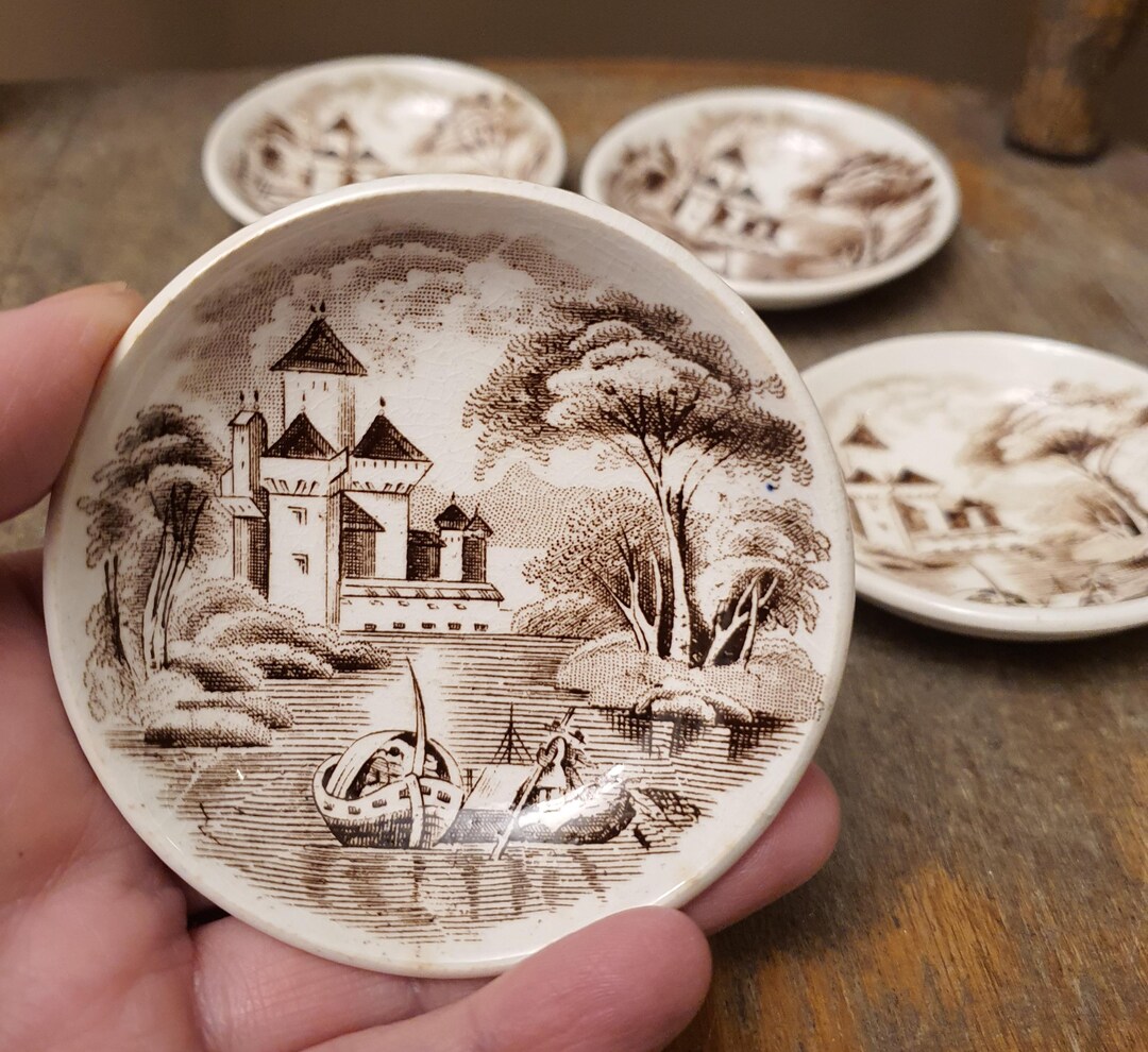 Vintage Brown Transferware Butter Pats Lot of 4-ironstone Butter Pats ...