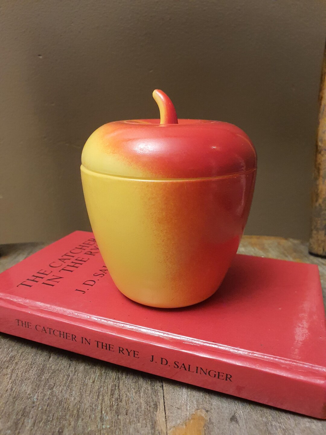 Vintage Hazel Atlas Apple Milk Glass Lidded Jam Jar With Airbrushed Red ...
