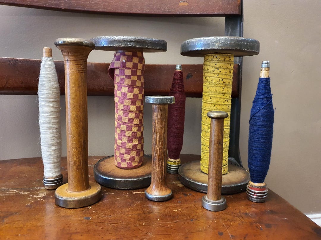 Vintage Industrial Wooden Spools & Thread Bobbins Lot of 8 - Etsy