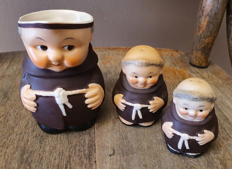 Vintage Goebel Friar Tuck Monk Creamer & Salt Pepper Shakers - Etsy