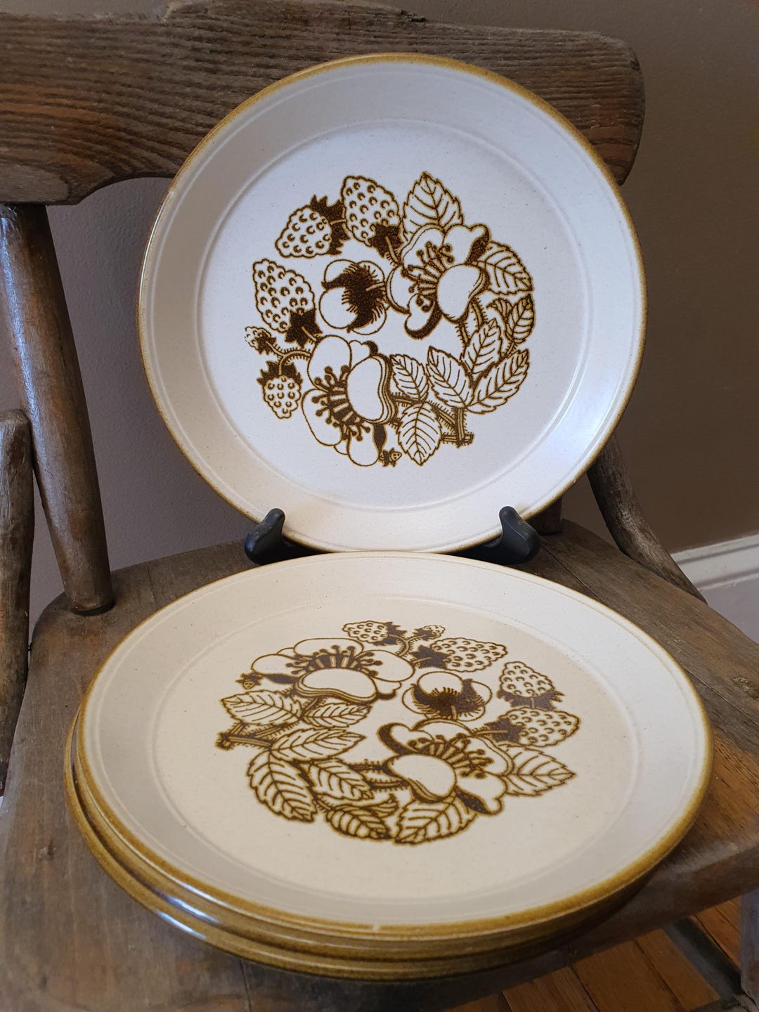4 Vintage Kiln Craft Bramble Luncheon/salad Plates 9"-1970s Strawberry ...