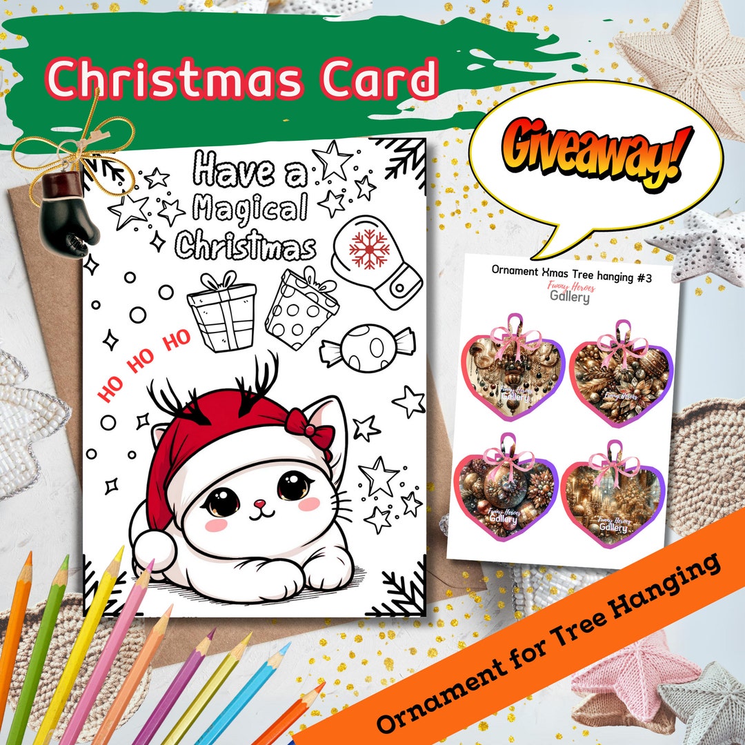 Coloring Christmas Card, DIGITAL Download , Digital Prints Download ...