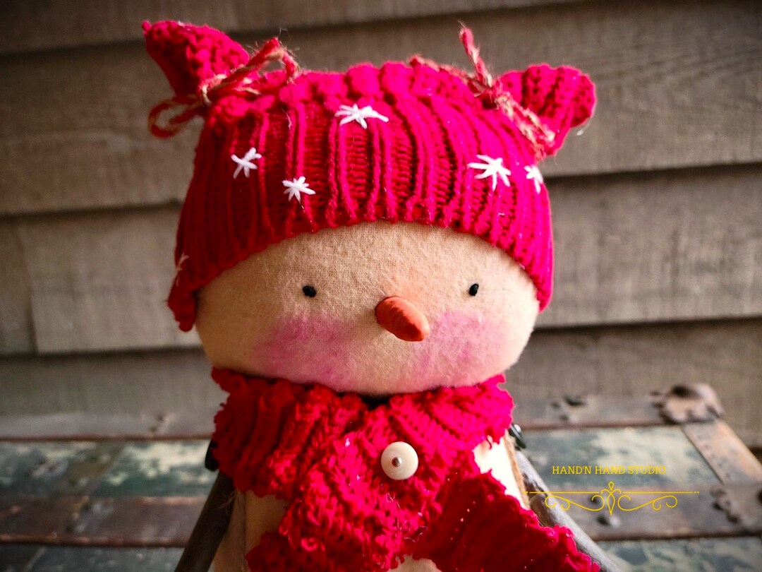 Artist Made Prim Flannel Snowman Farmhouse Folk Art - Etsy