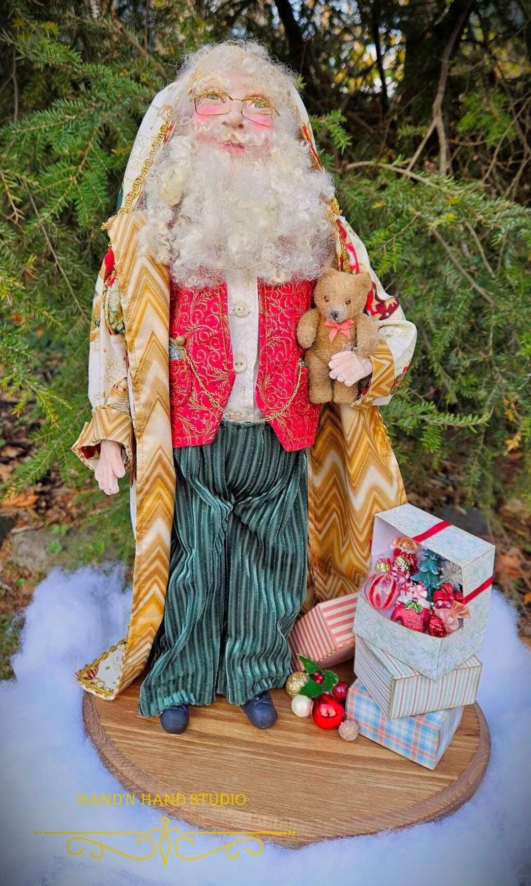 OOAK Elegant Traditional Standing Santa Claus Art Doll Handcrafted ...