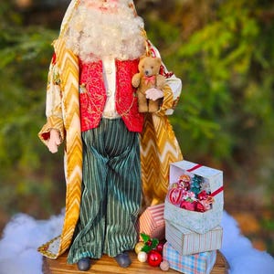 OOAK Elegant Traditional Standing Santa Claus Art Doll Handcrafted ...