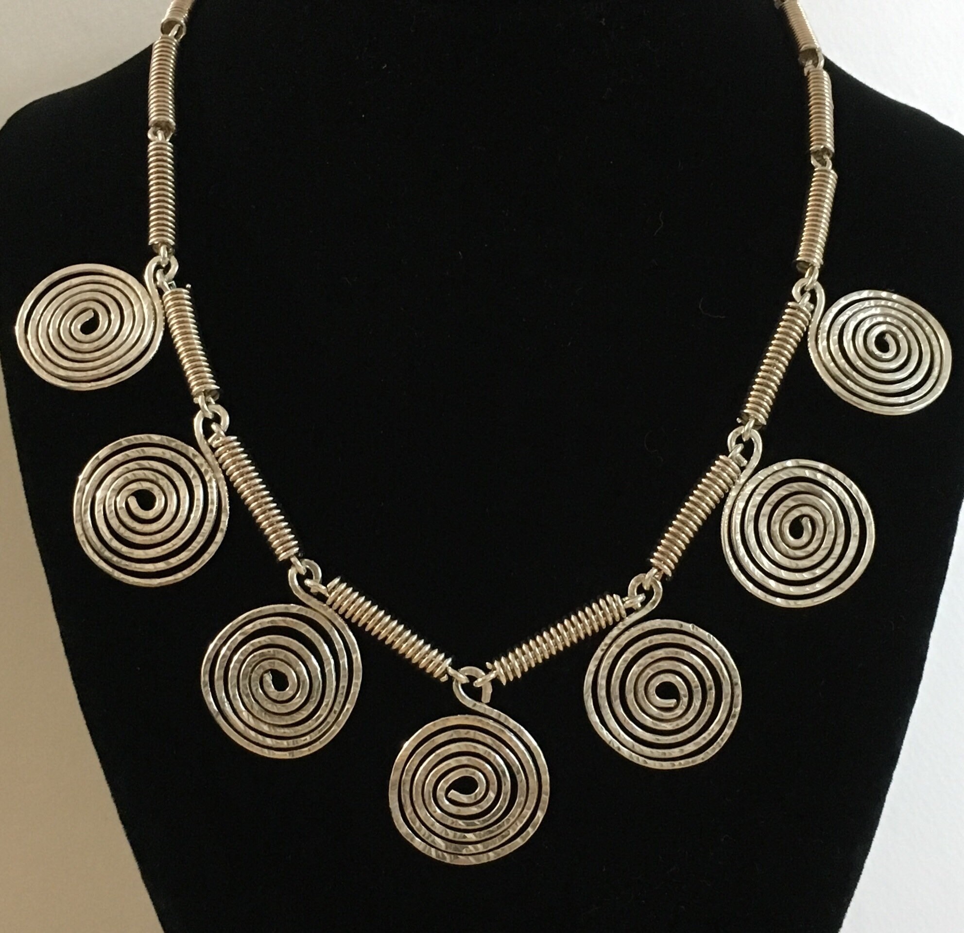 Statement Hammered Sterling Silver Spiral & Coiled Chain - Etsy