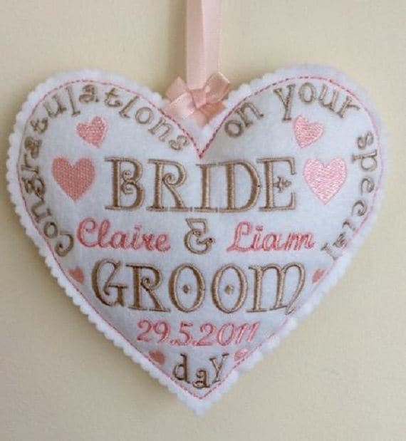 Bride and Groom Heart Stuffy ITH Embroidery Design. Wedding - Etsy