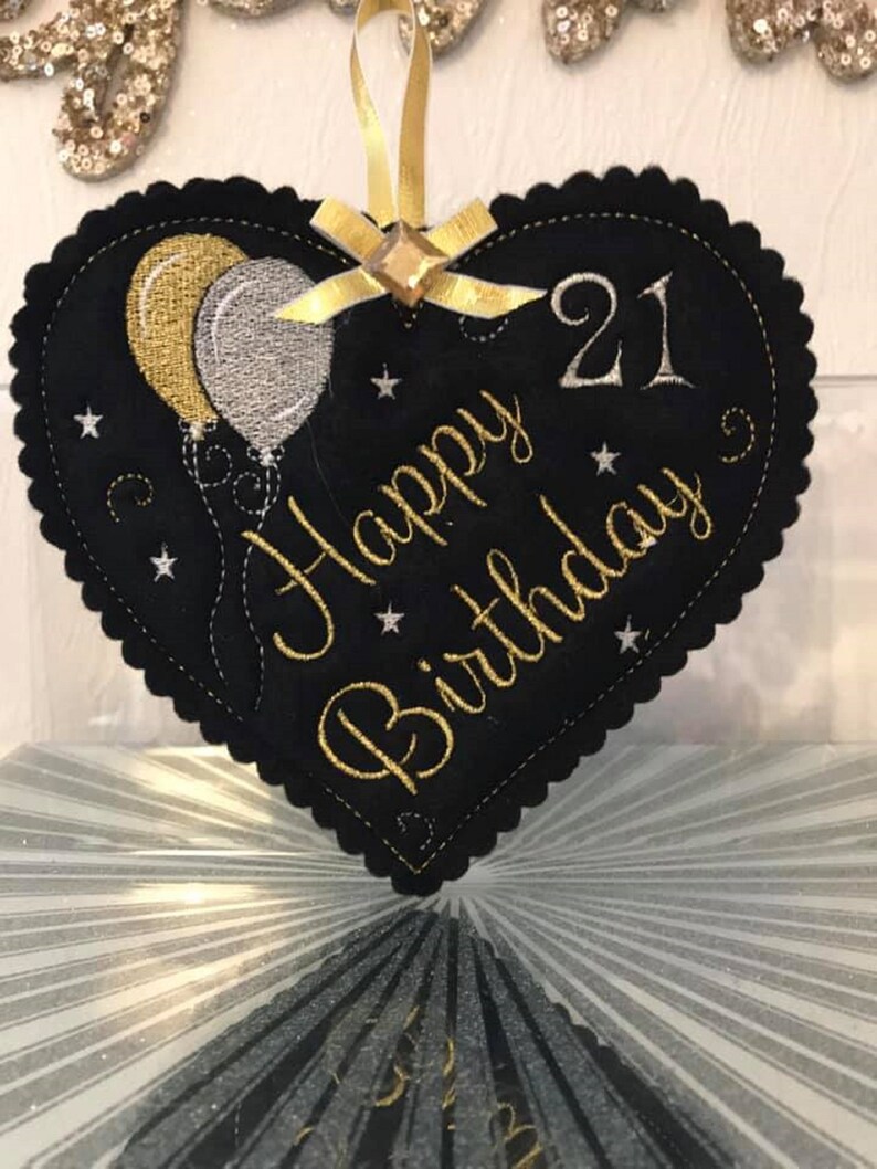Birthday Balloons Heart Stuffy, Add Your Own Age Design Celebration ...