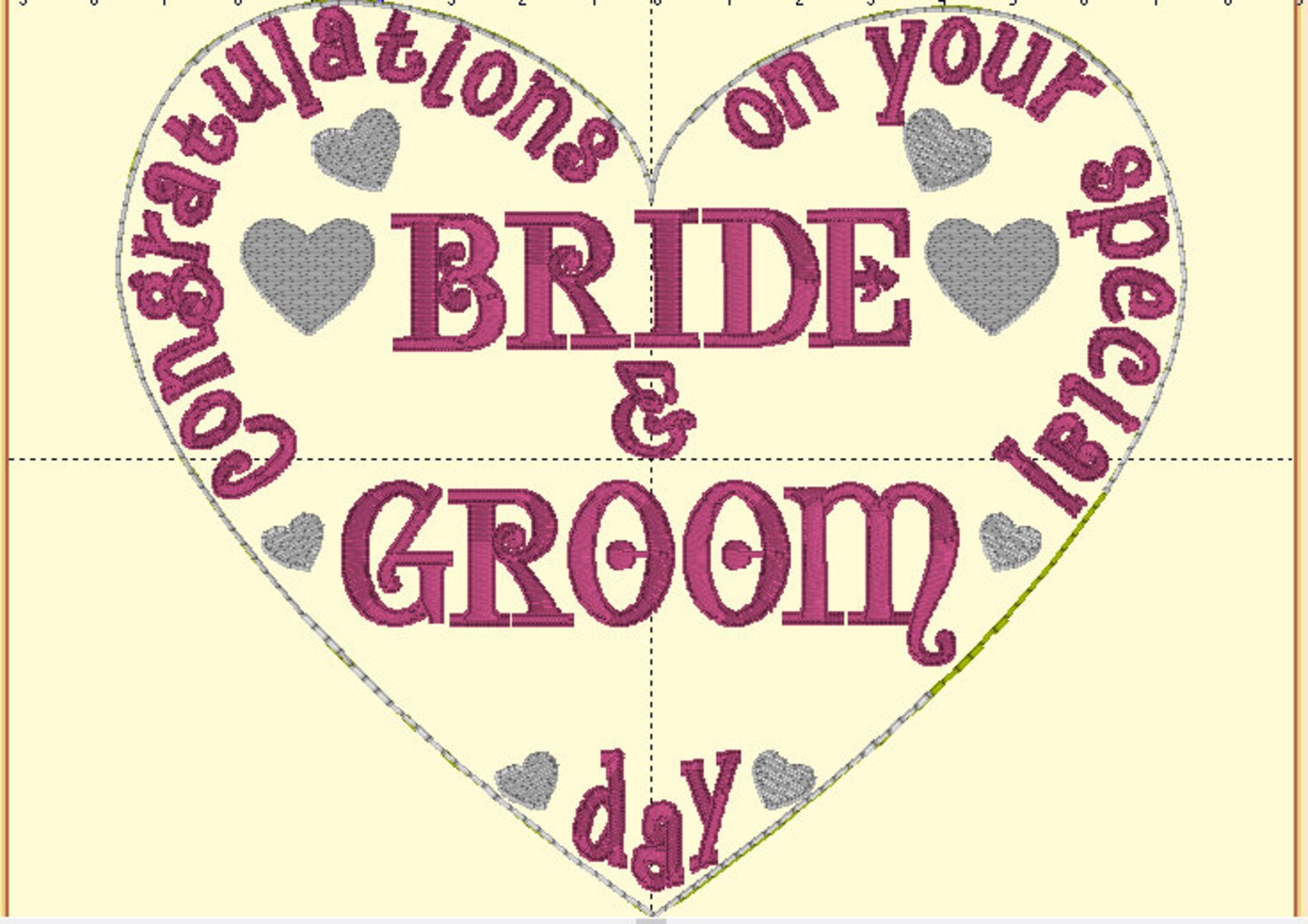 Bride and Groom Heart Stuffy ITH Embroidery Design. Wedding - Etsy UK