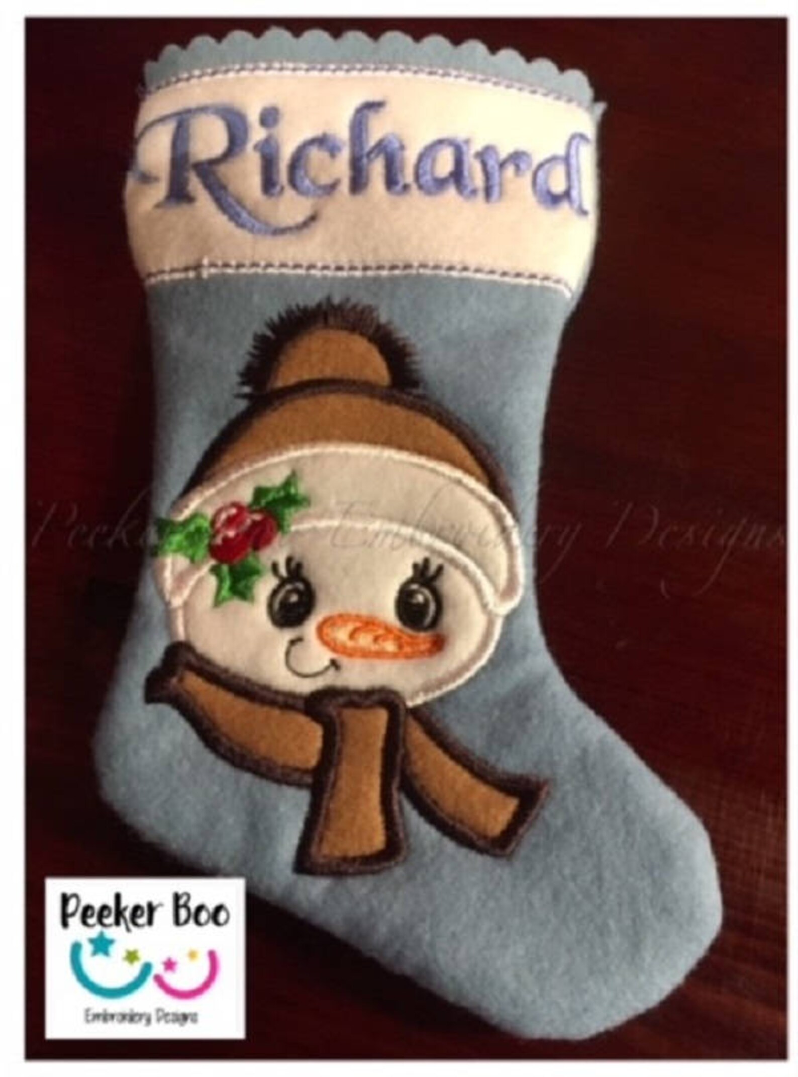 Snowman Christmas Stocking Embroidery ITH Design 5x7, 6x10 and 12x7 ...