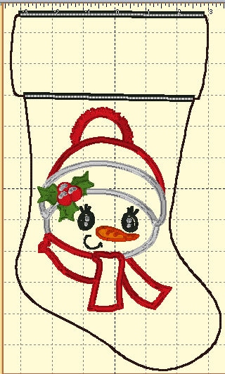 Snowman Christmas Stocking Embroidery ITH Design 5x7 6x10 and - Etsy