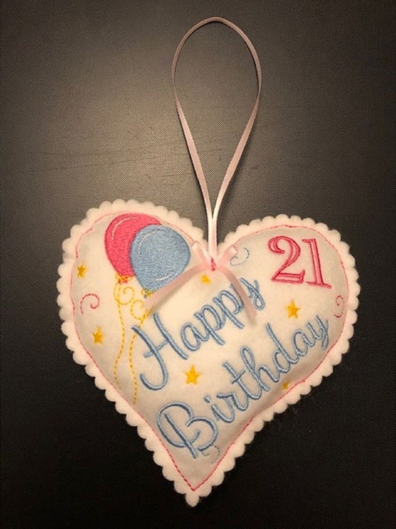 Birthday Balloons Heart Stuffy Add your own age Design | Etsy