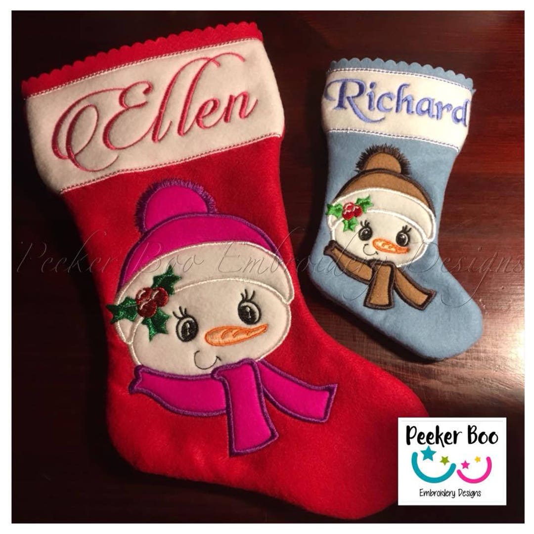 Snowman Christmas Stocking Embroidery ITH Design 5x7, 6x10 and 12x7 ...