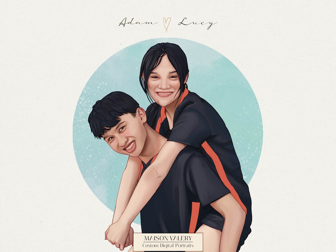 Custom Couple Illustration Gift for Couple Engagement Gift Customizable Couple Romantic 1st ...