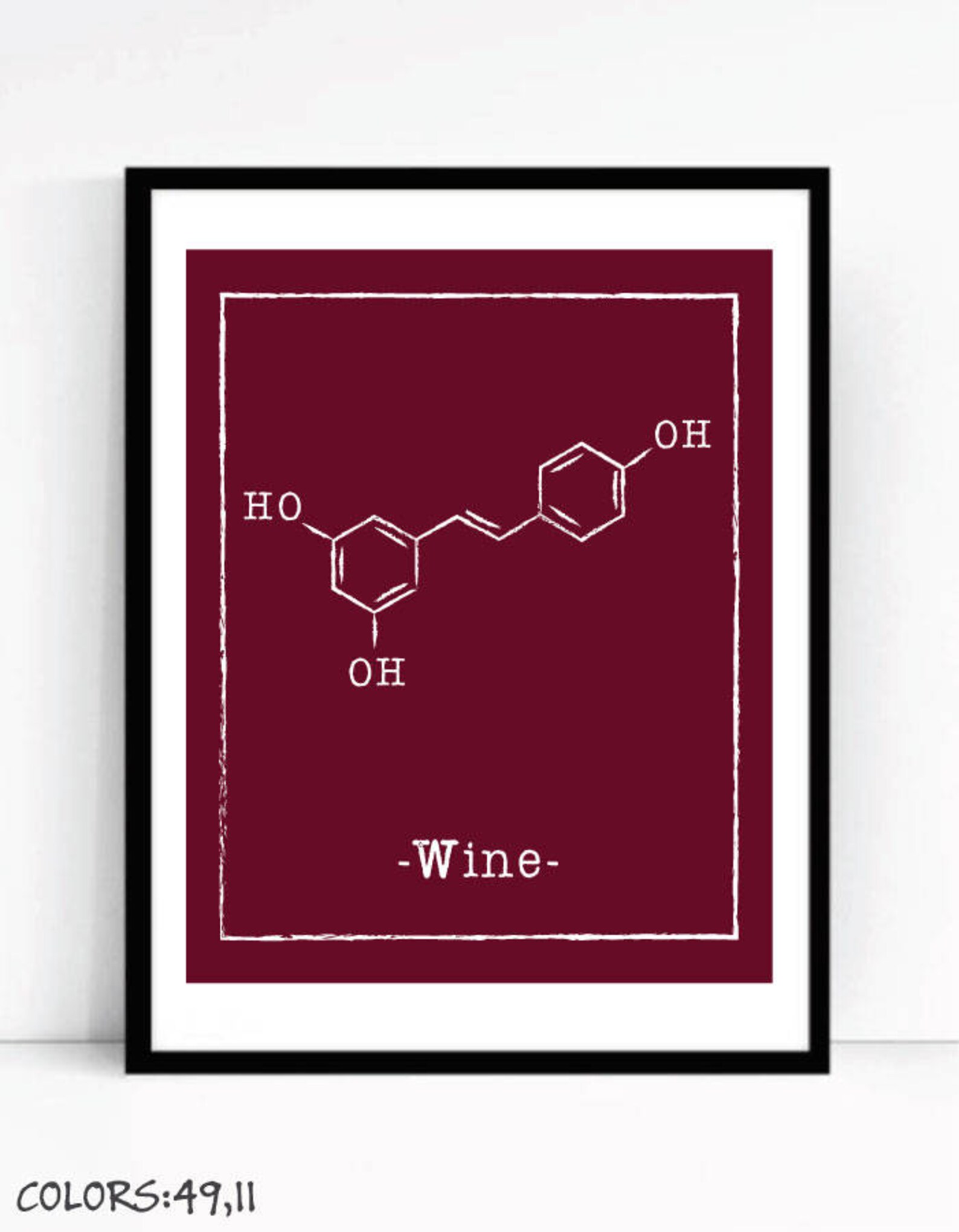 Wine Molecule Structure Print for Geeks, Science Art, Classroom Decor ...
