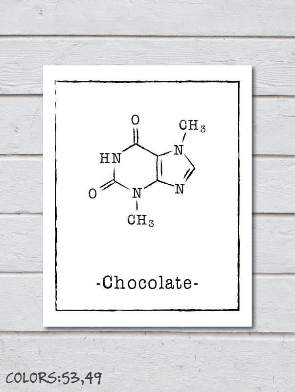 Chocolate Molecule Structure Print for Geeks, Science Art, Classroom ...