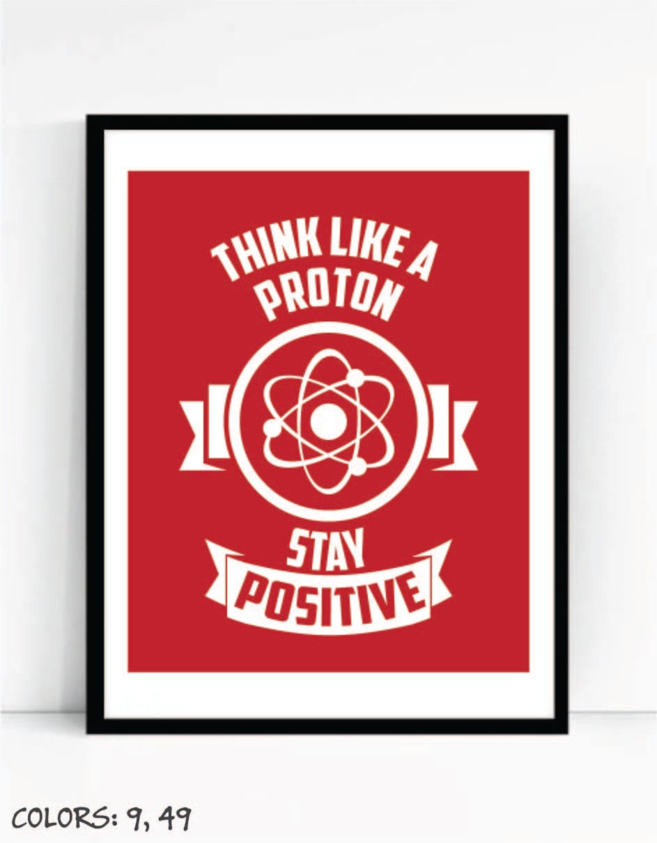 Printable Think Like A Proton Stay Positive Art for Geeks, Digital ...