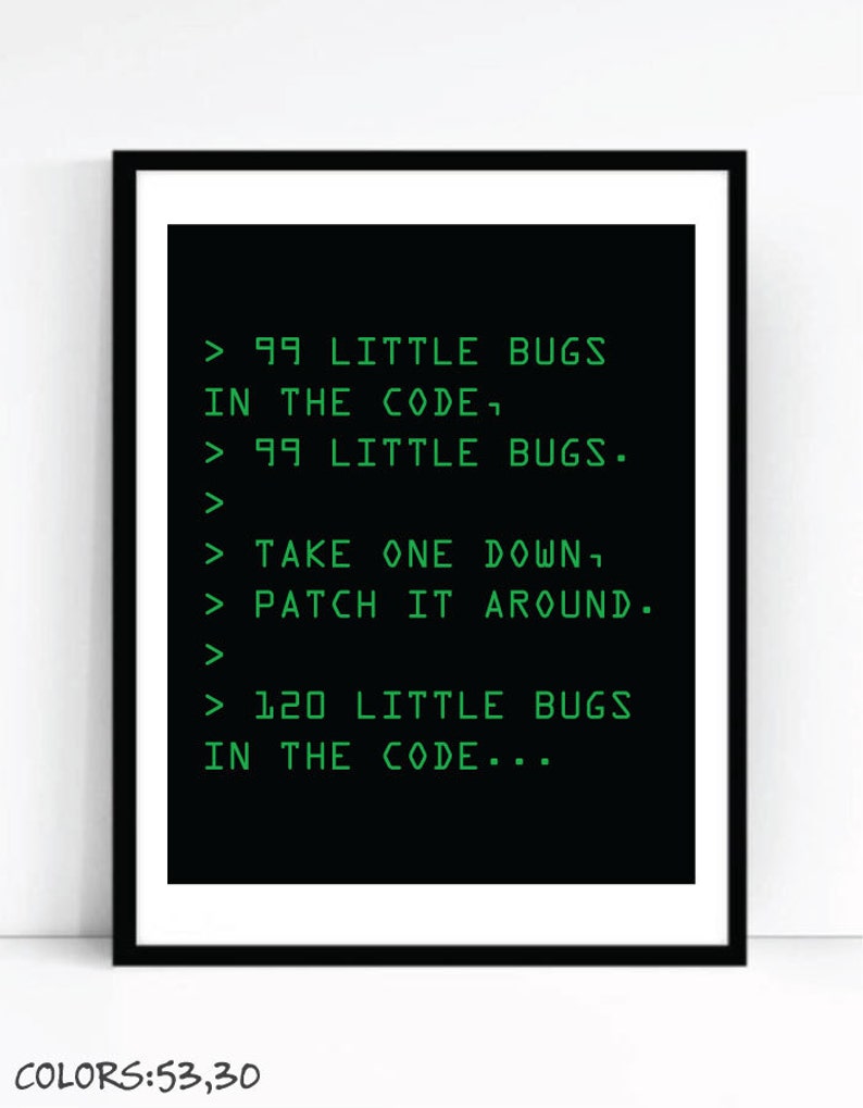 Printable 99 Little Bugs in the Code Art for Geeks, Digital Download ...