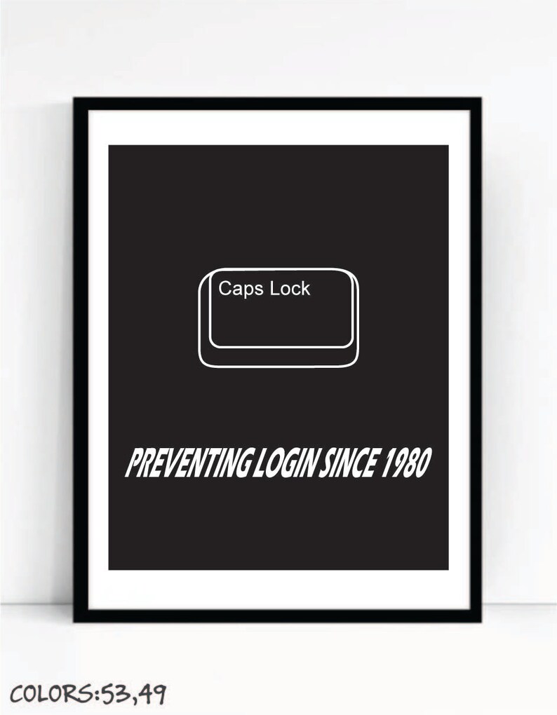 Caps Lock Art Print for Geeks, Wall Art Decor,office Quote Computer ...