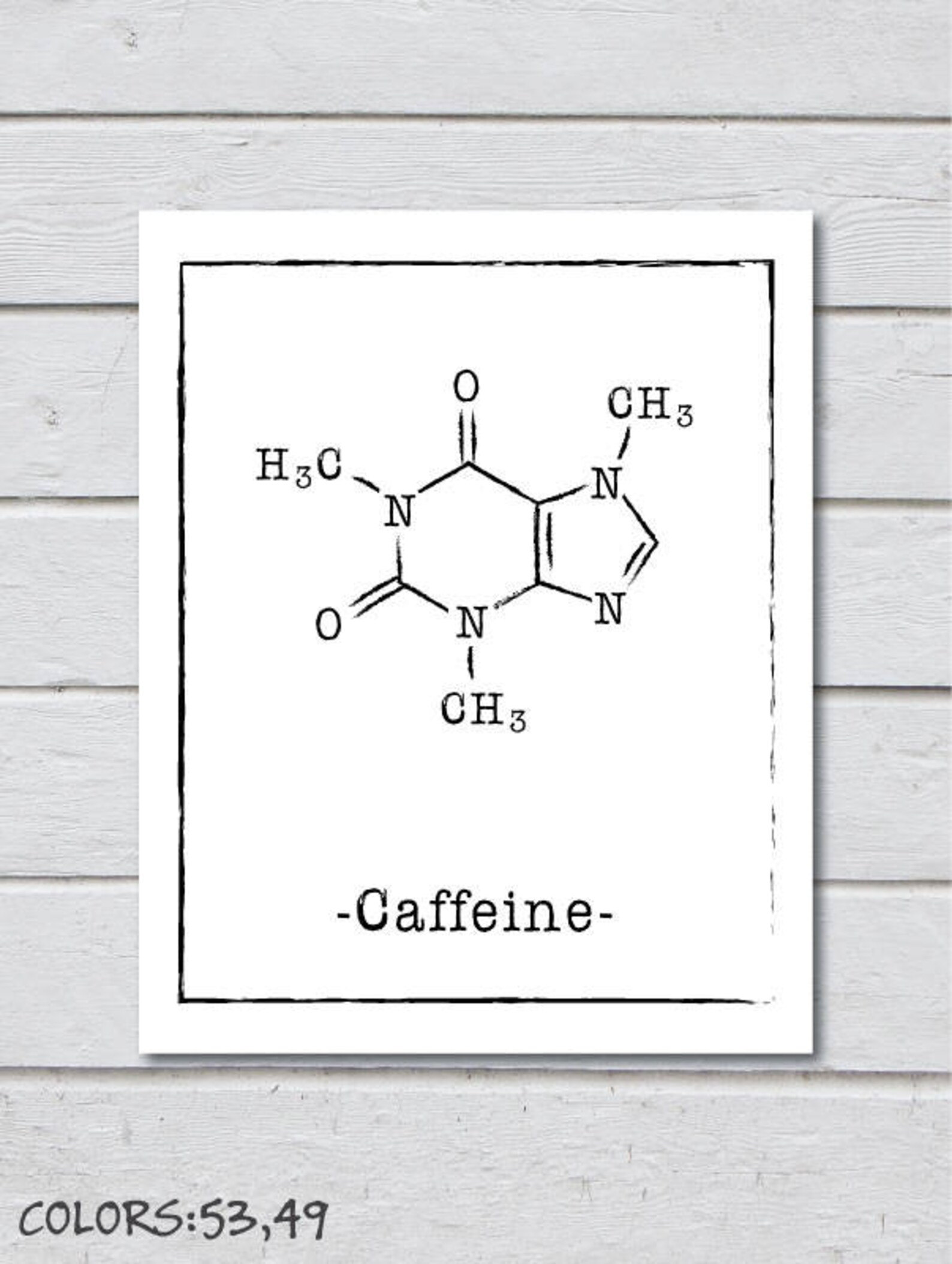 Printable Caffeine Molecule Structure, Science Art, Digital Download ...