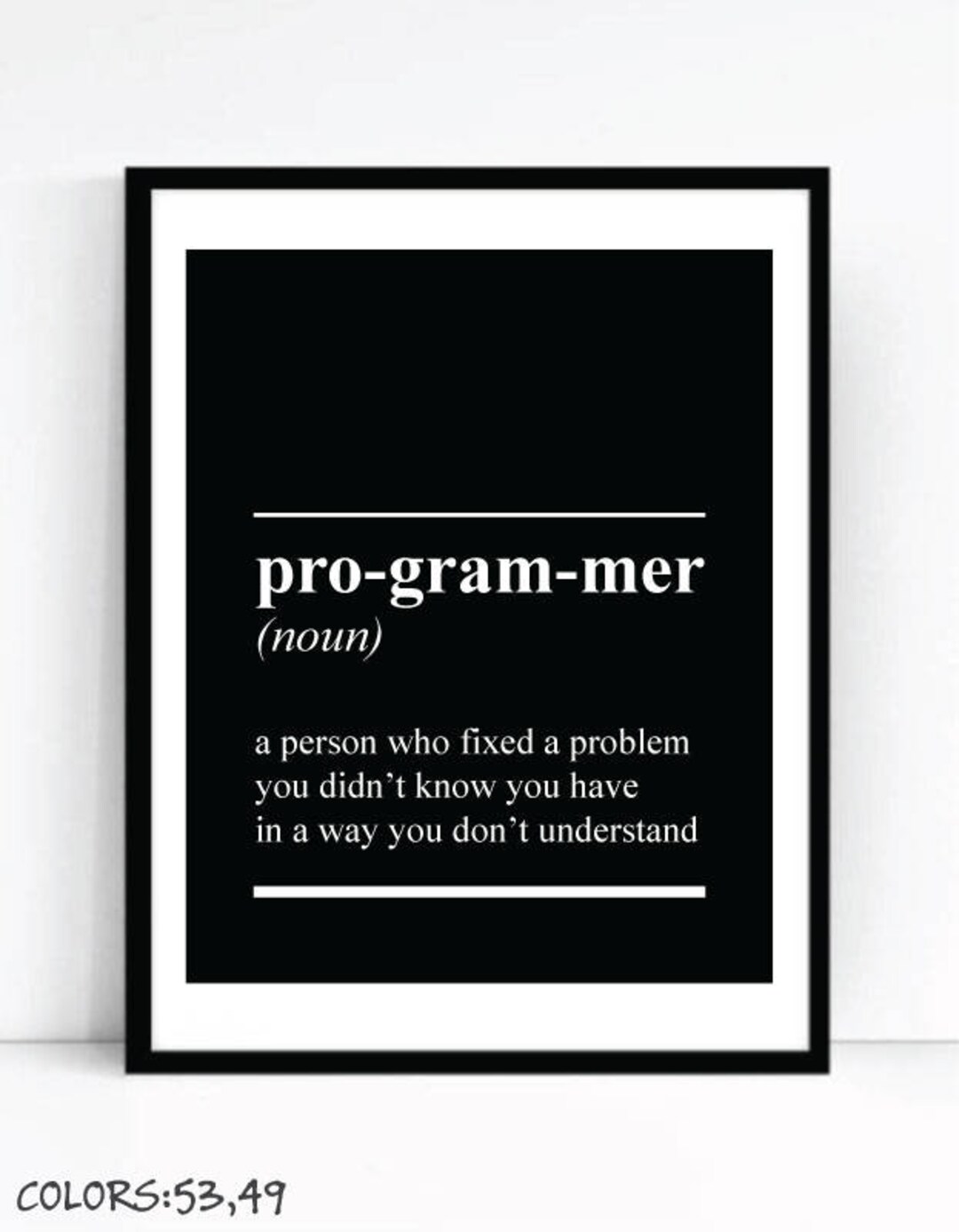 Programmer Definition Art Print for Geeks, Office Wall Gallery Decor ...