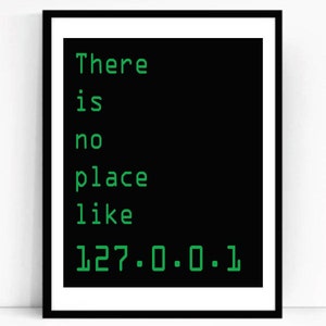 Printable There is No Place Like 127.0.0.1 Art for Geeks, Digital Download,office Gallery Wall ...