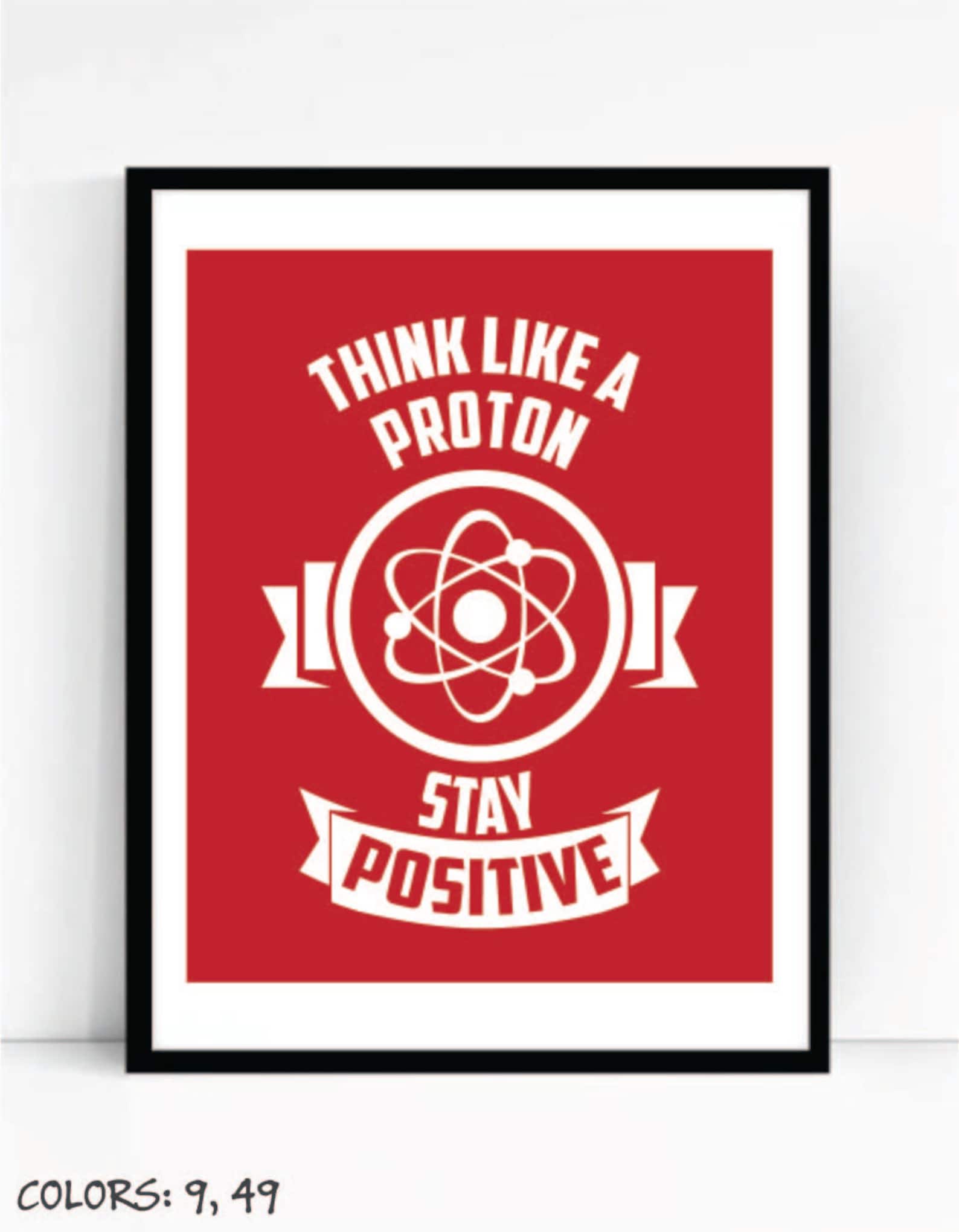 Think Like A Proton Stay Positive Art Print for Geeks, Office Gallery ...
