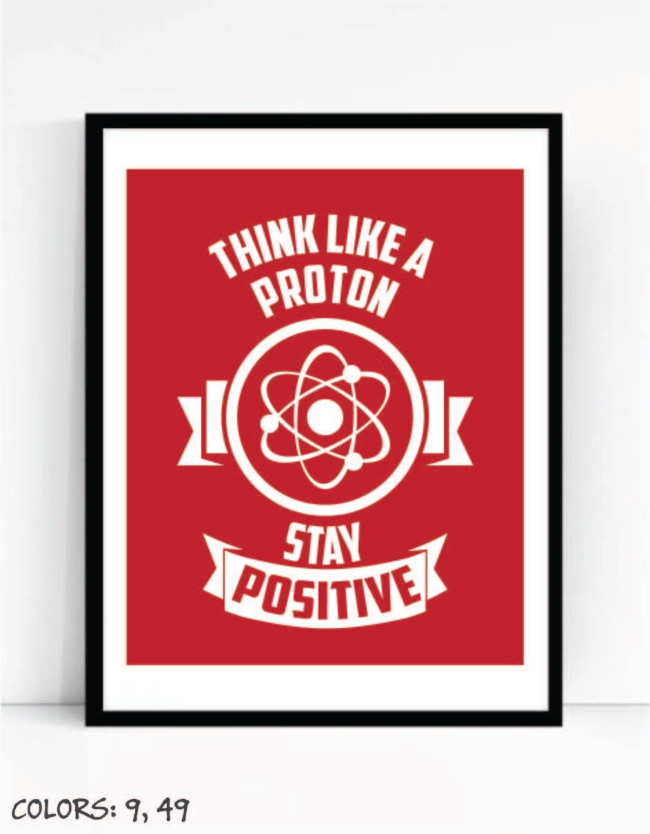 Think Like A Proton Stay Positive Art Print for Geeks, Office Gallery ...
