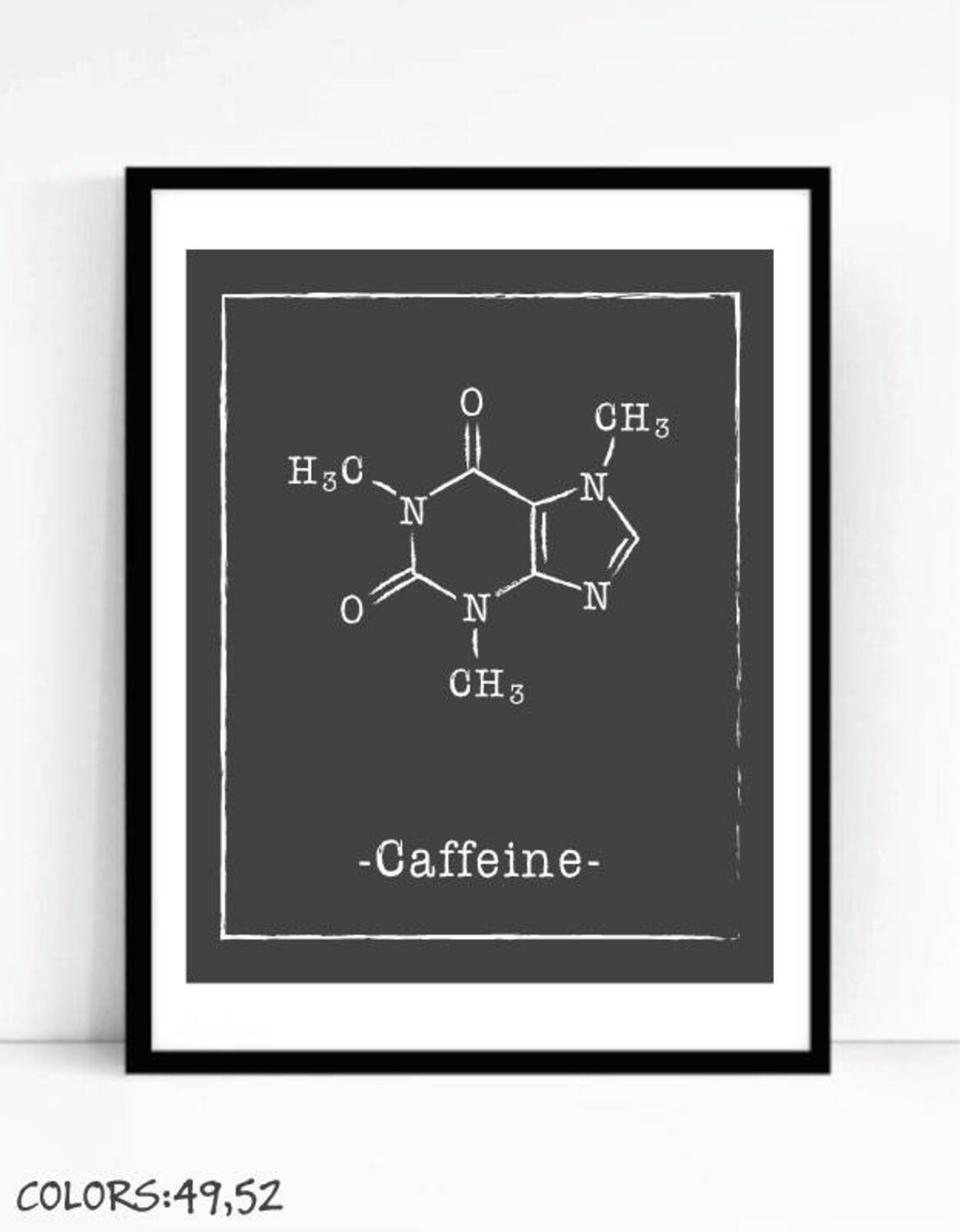 Caffeine Molecule Structure Print for Geeks, Science Art, Classroom ...