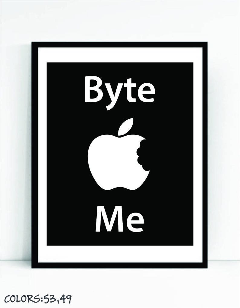 Printable Byte Me Art Print for Geeks, Digital Download, Office Wall ...