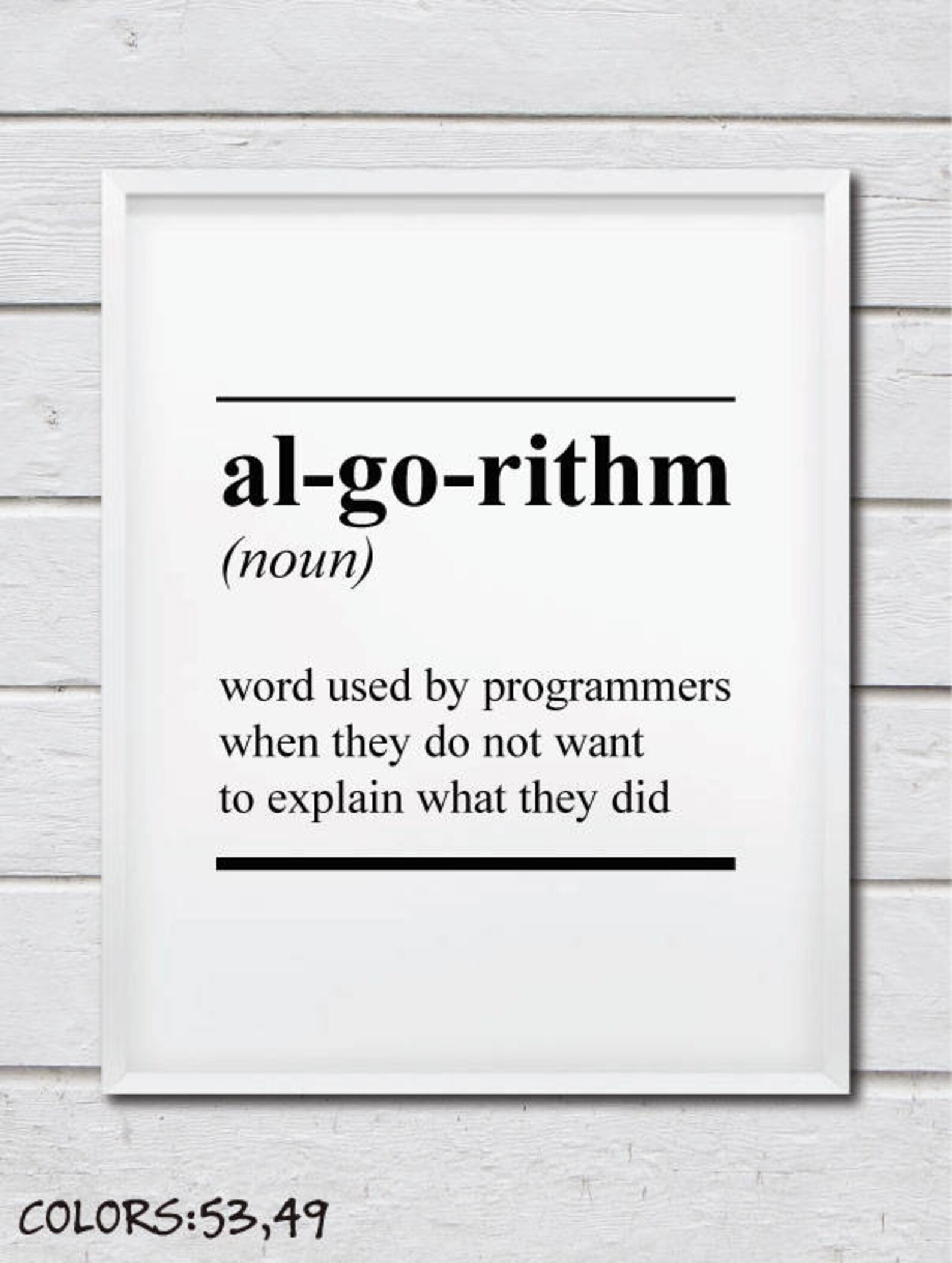 Printable Algorithm Definition Art For GeeksDigital | Etsy
