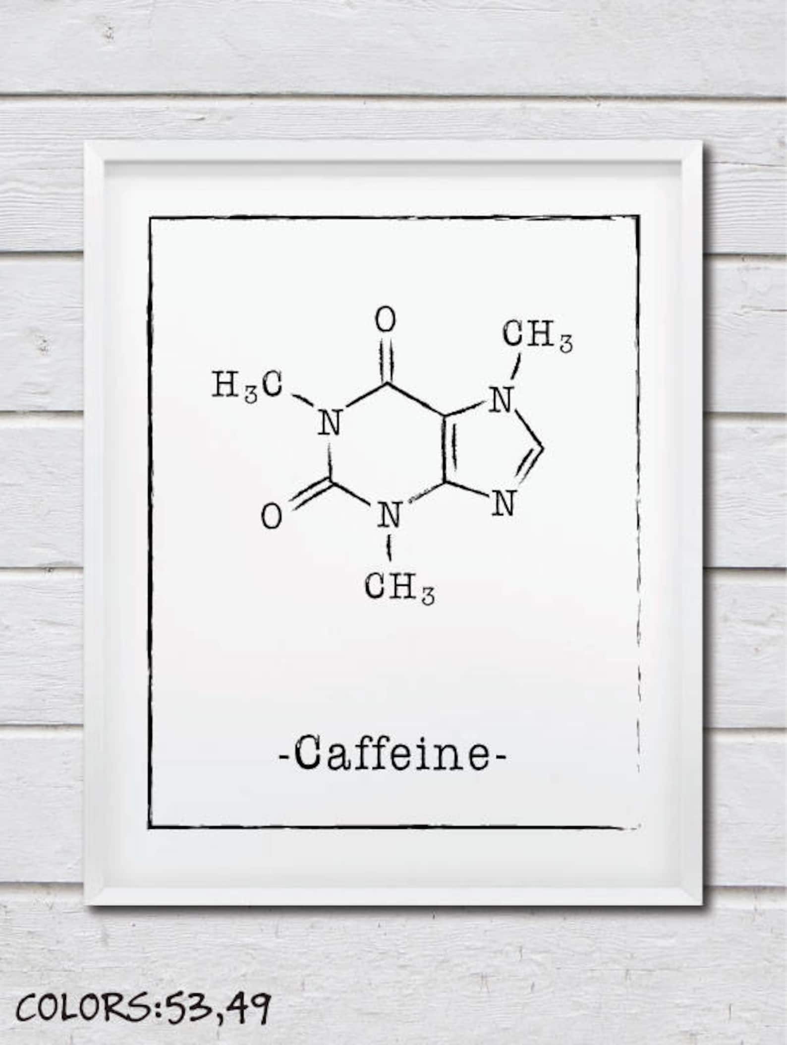 Printable Caffeine Molecule Structure, Science Art, Digital Download ...