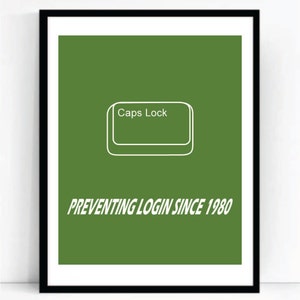 Printable Caps Lock Preventing Login Art for Geeks, Digital Download ...