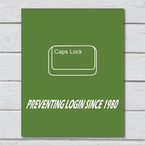 Printable Caps Lock Preventing Login Art for Geeks, Digital Download ...