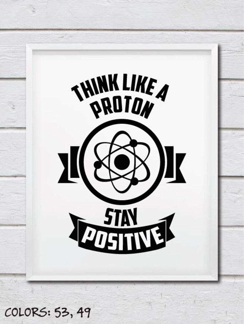 Think Like A Proton Stay Positive Art Print for Geeks, Office Gallery ...