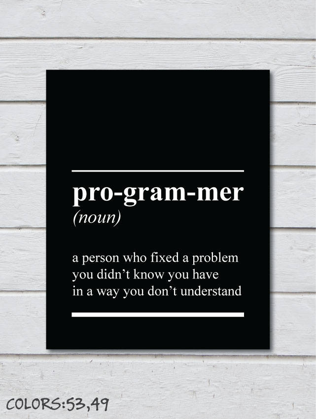 Programmer Definition Art Print for Geeks, Office Wall Gallery Decor ...