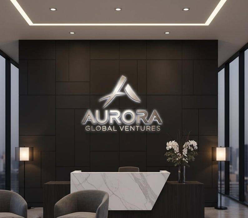 Custom Backlit Office Sign | LED 3D Business Logo | Luxury Metal ...