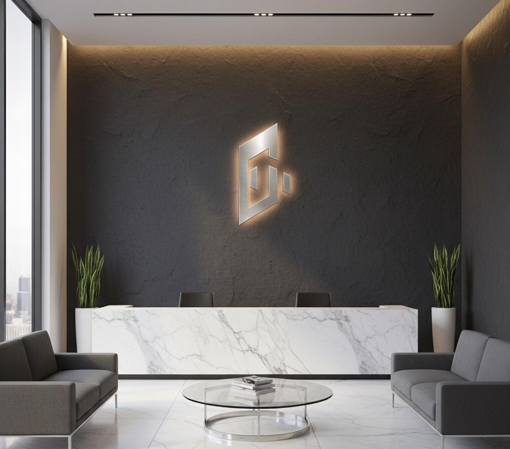 Custom Backlit Office Sign | LED 3D Business Logo | Luxury Metal ...