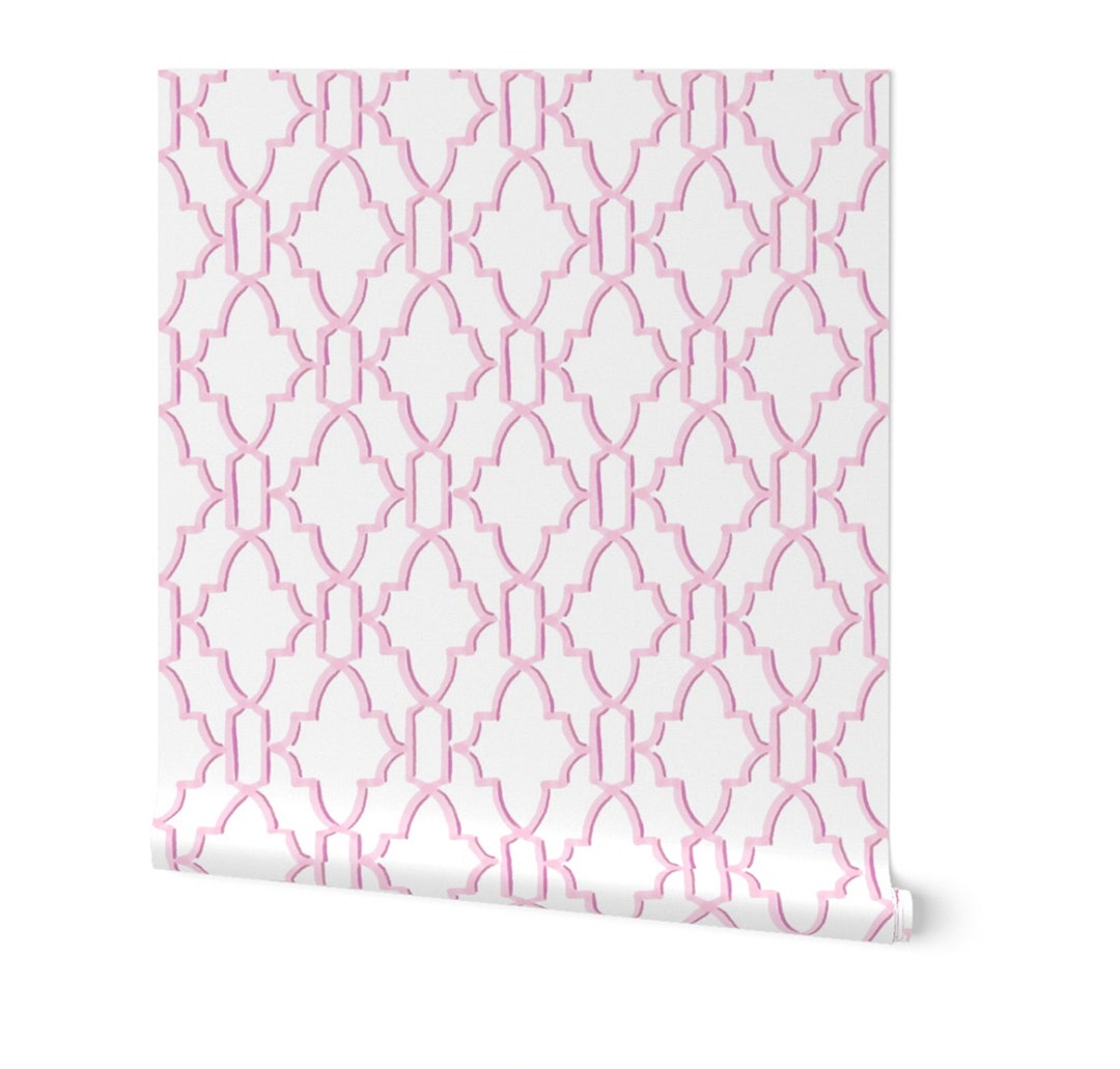 Peel and Stick Pink Lattice Wallpaper, Geometric Removable Wallpaper ...