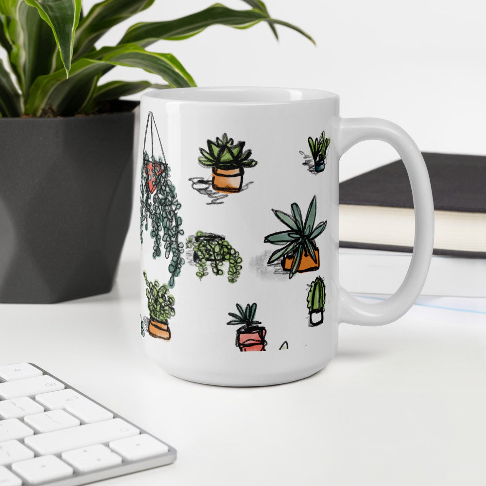Succulent Coffee Mug ~ Ceramic Cactus Mug ~ House Plant Mug ~ 11oz or ...