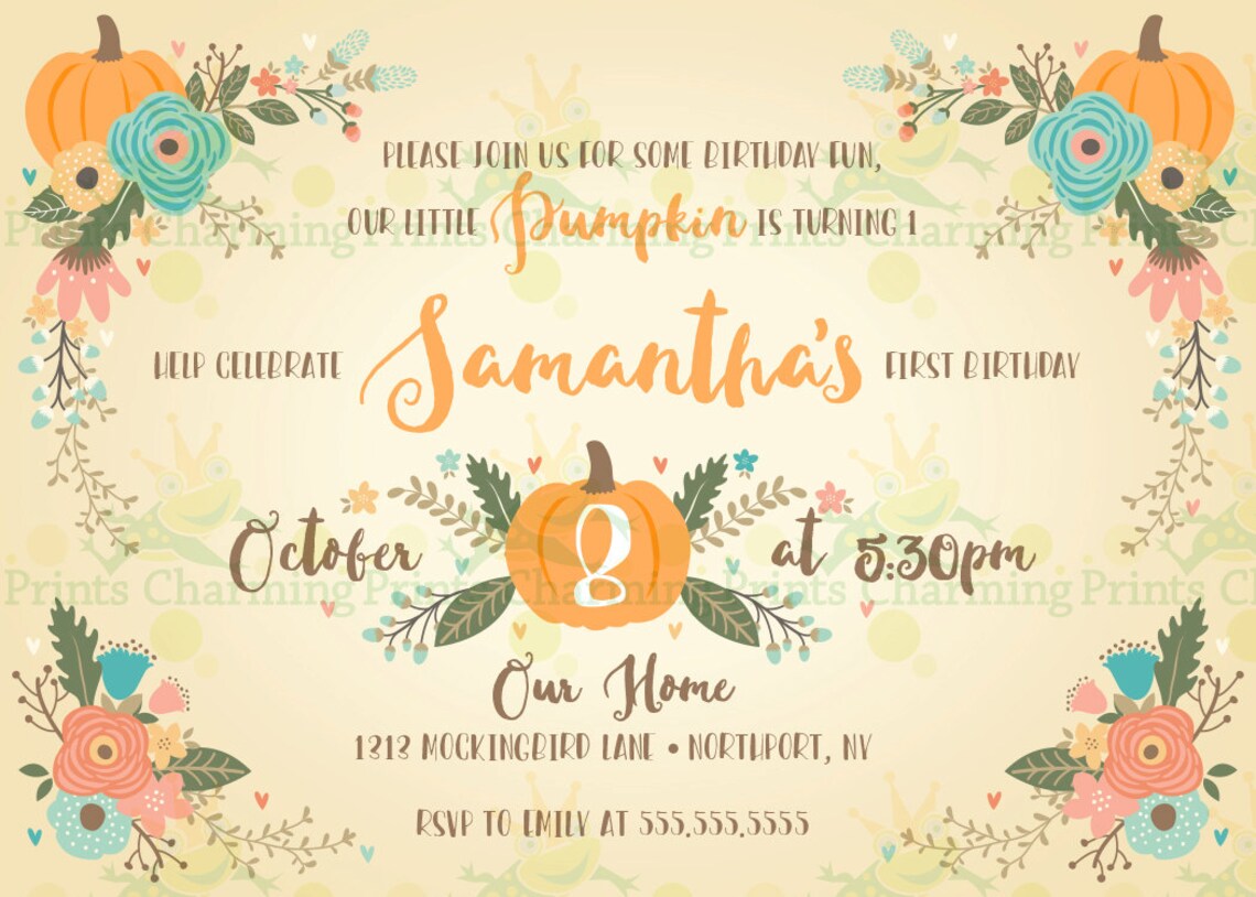Fall Birthday Invitation / First Birthday Invitation / Pumpkin ...