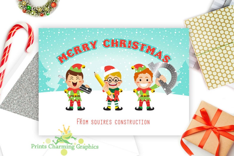 Construction Holiday Card / Christmas Card / Custom Design ...
