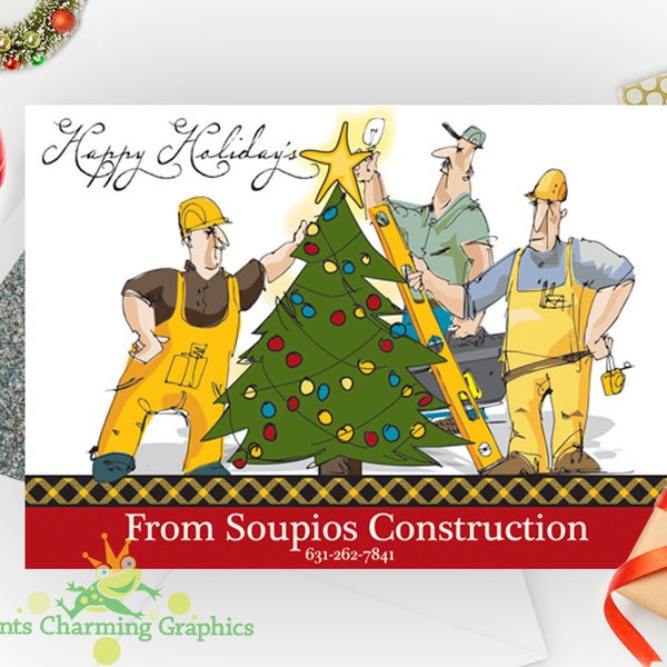 Construction Theme Holiday Card - Etsy