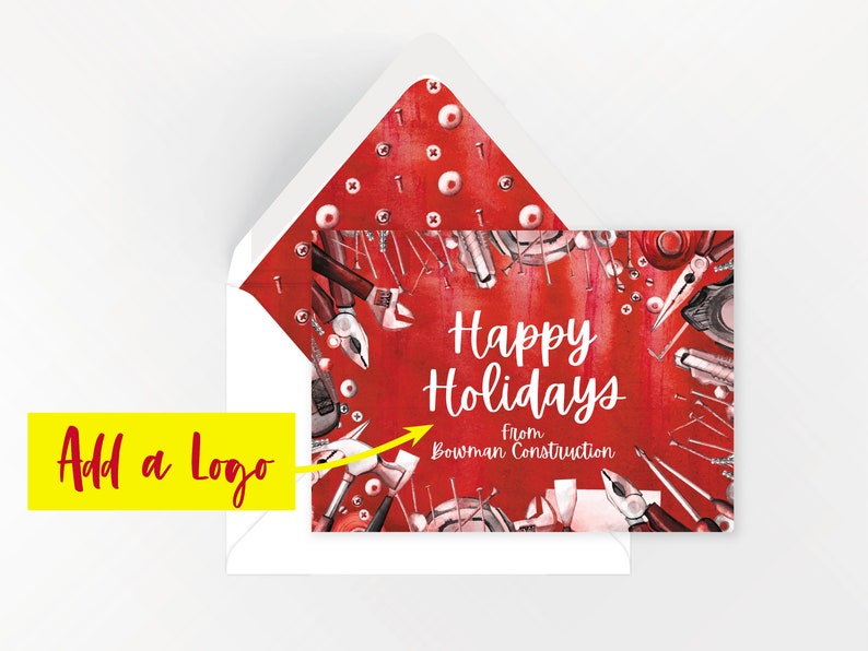 Construction Christmas Card, Holiday Card Custom Design, Personalize ...