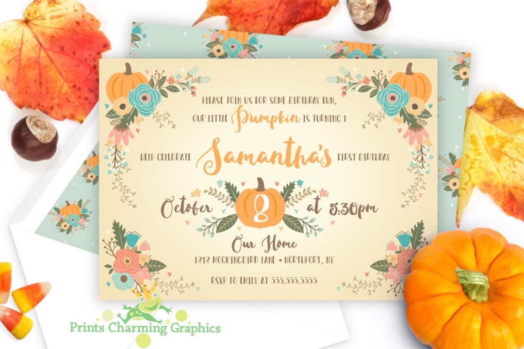 Fall Birthday Invitation / First Birthday Invitation / Pumpkin ...