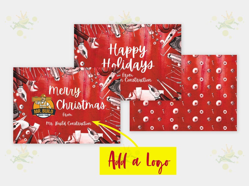 Construction Christmas Card, Holiday Card Custom Design, Personalize ...