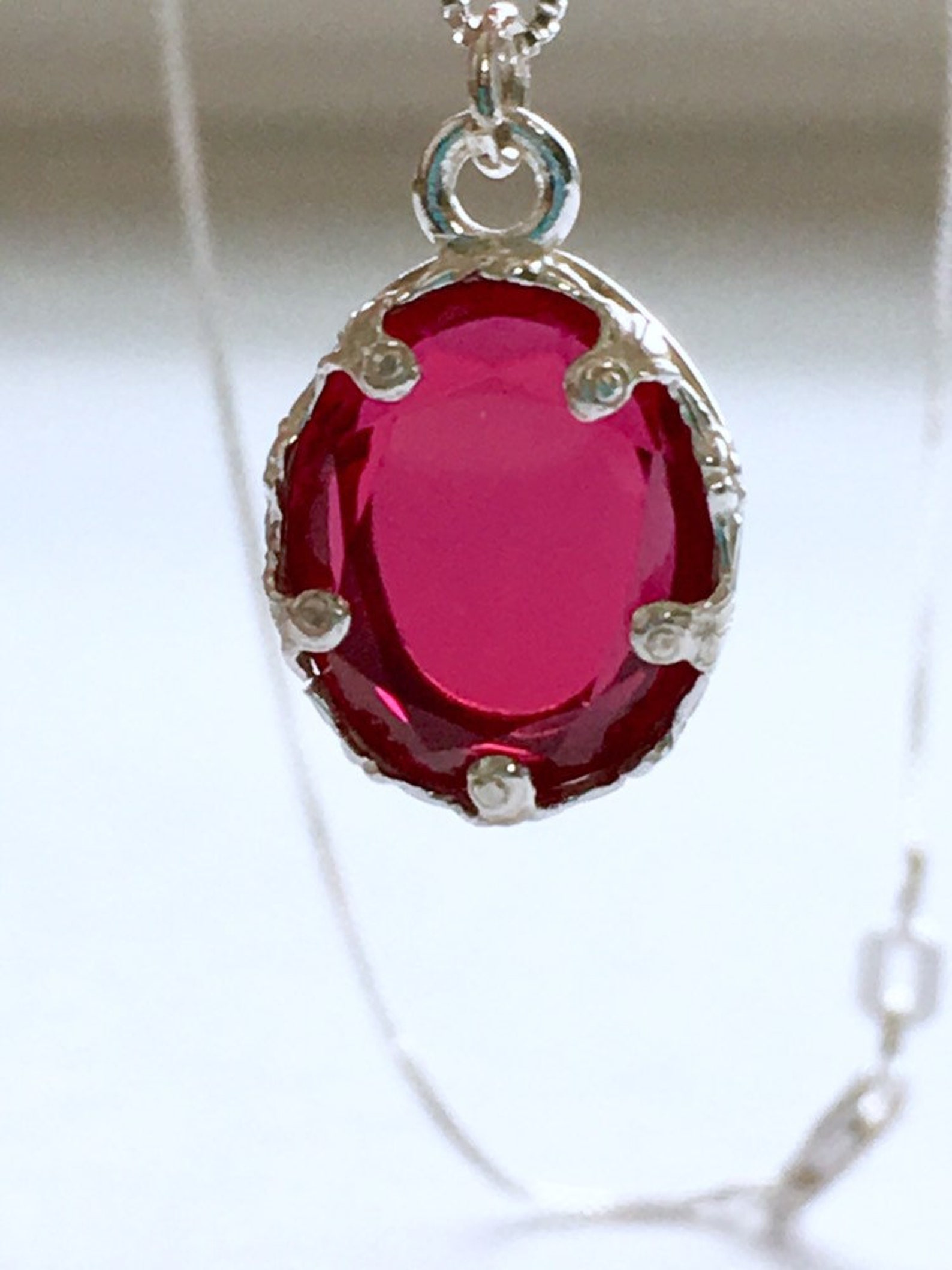 Ruby Necklace Ruby Pendant July Birthstone Necklace Red - Etsy