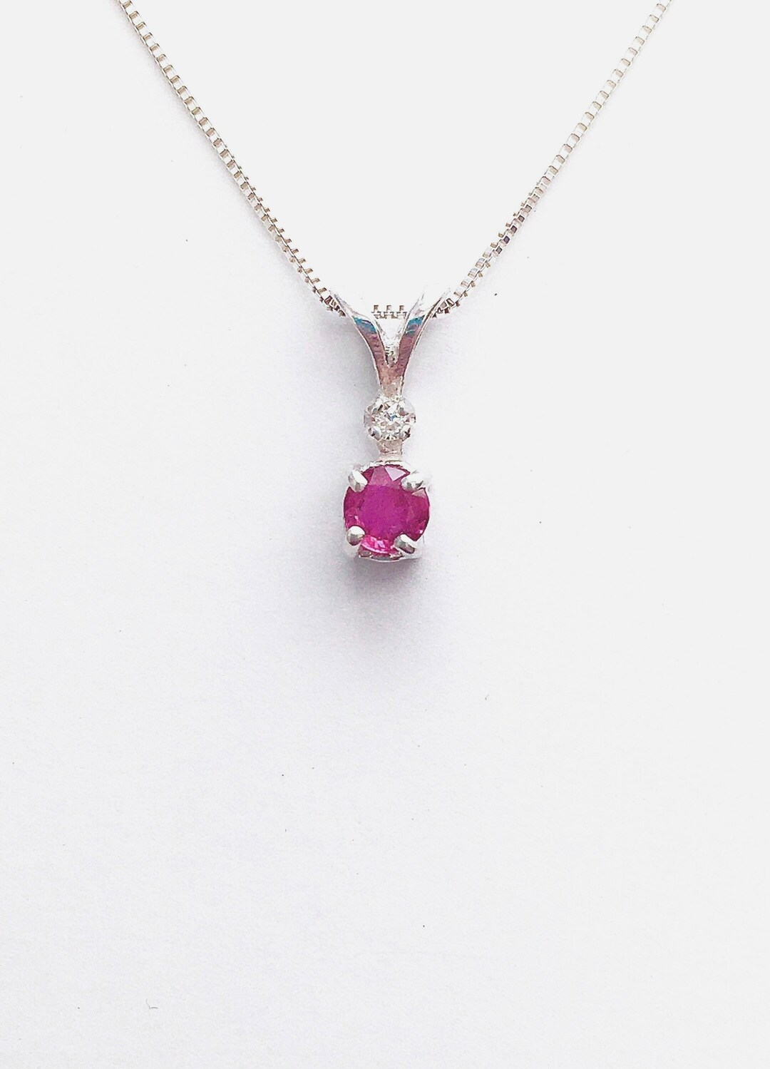 Genuine Ruby Necklace, Real Ruby Pendant, Ruby and Diamond Necklace ...